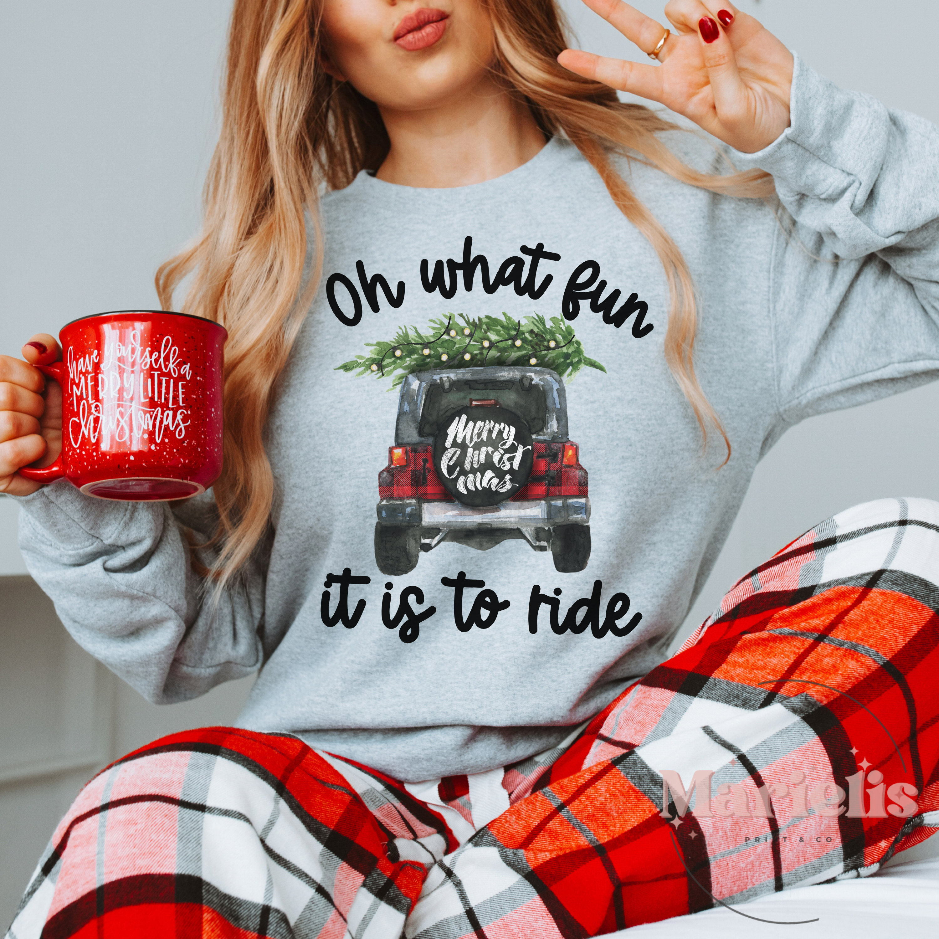 Oh What Fun off Road Merry Christmas Sweater Cozy Crewneck Santa ...