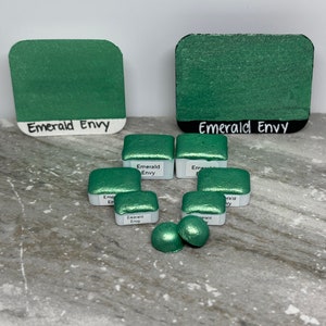 Emerald Envy - Green Metallic Watercolor Paint - Linabeansstudio - Etsy