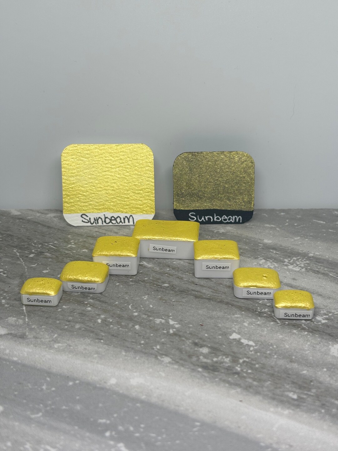 Sunbeam- Yellow Metallic Watercolor Paint - Linabeansstudio - Etsy