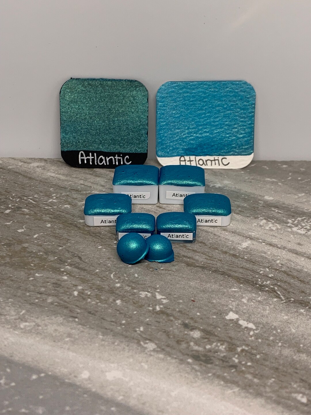 Atlantic - Bright Blue Green Metallic Watercolor Paint ...