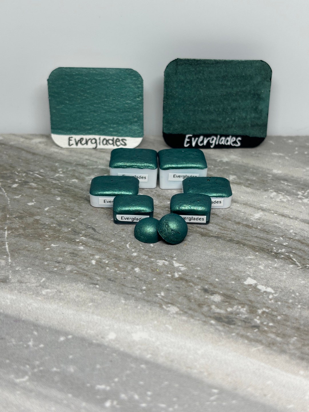 Everglades - Dark Green With Blue Undertones Metallic Watercolor Paint ...