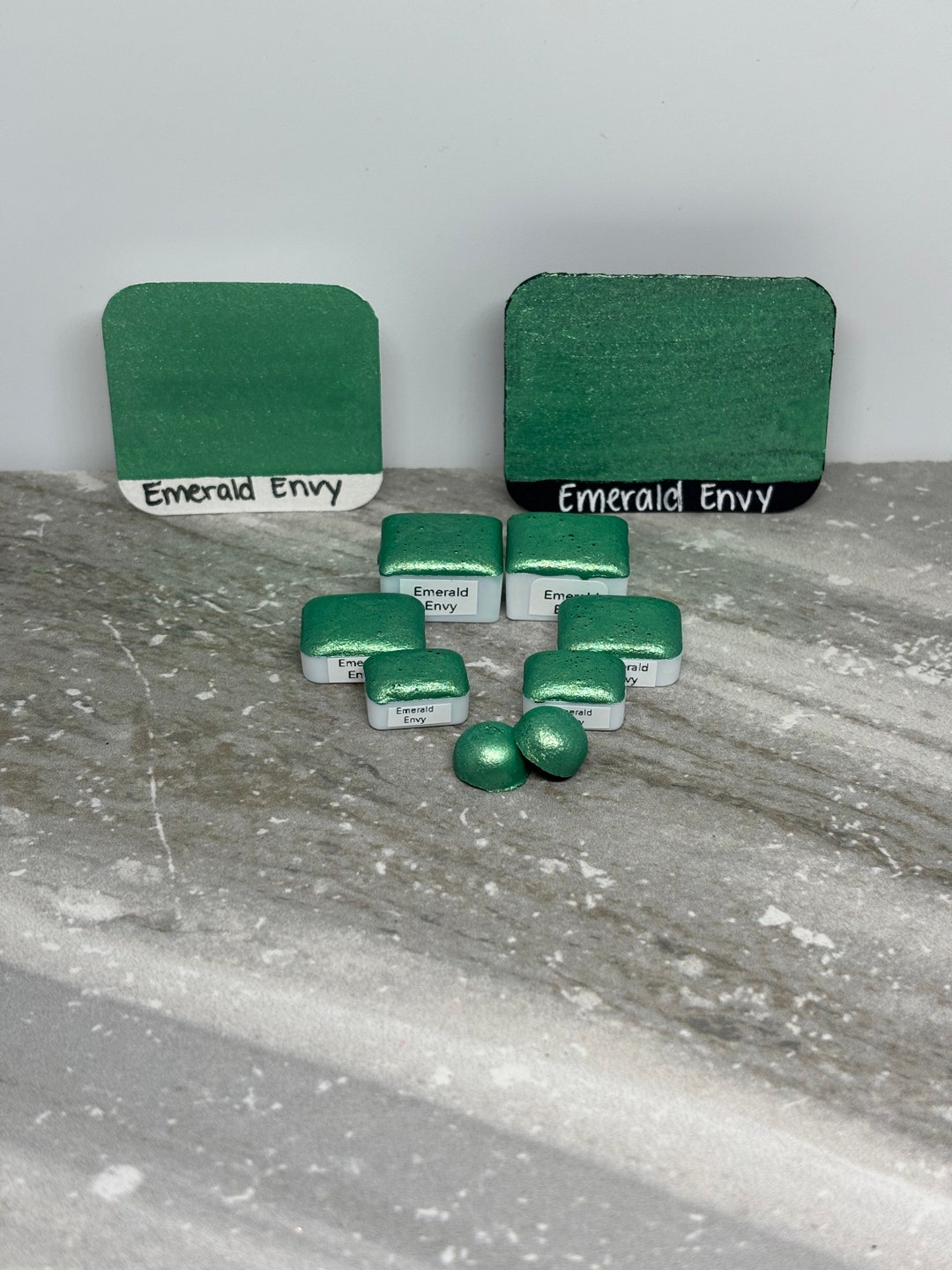 Emerald Envy - Green Metallic Watercolor Paint - Linabeansstudio - Etsy