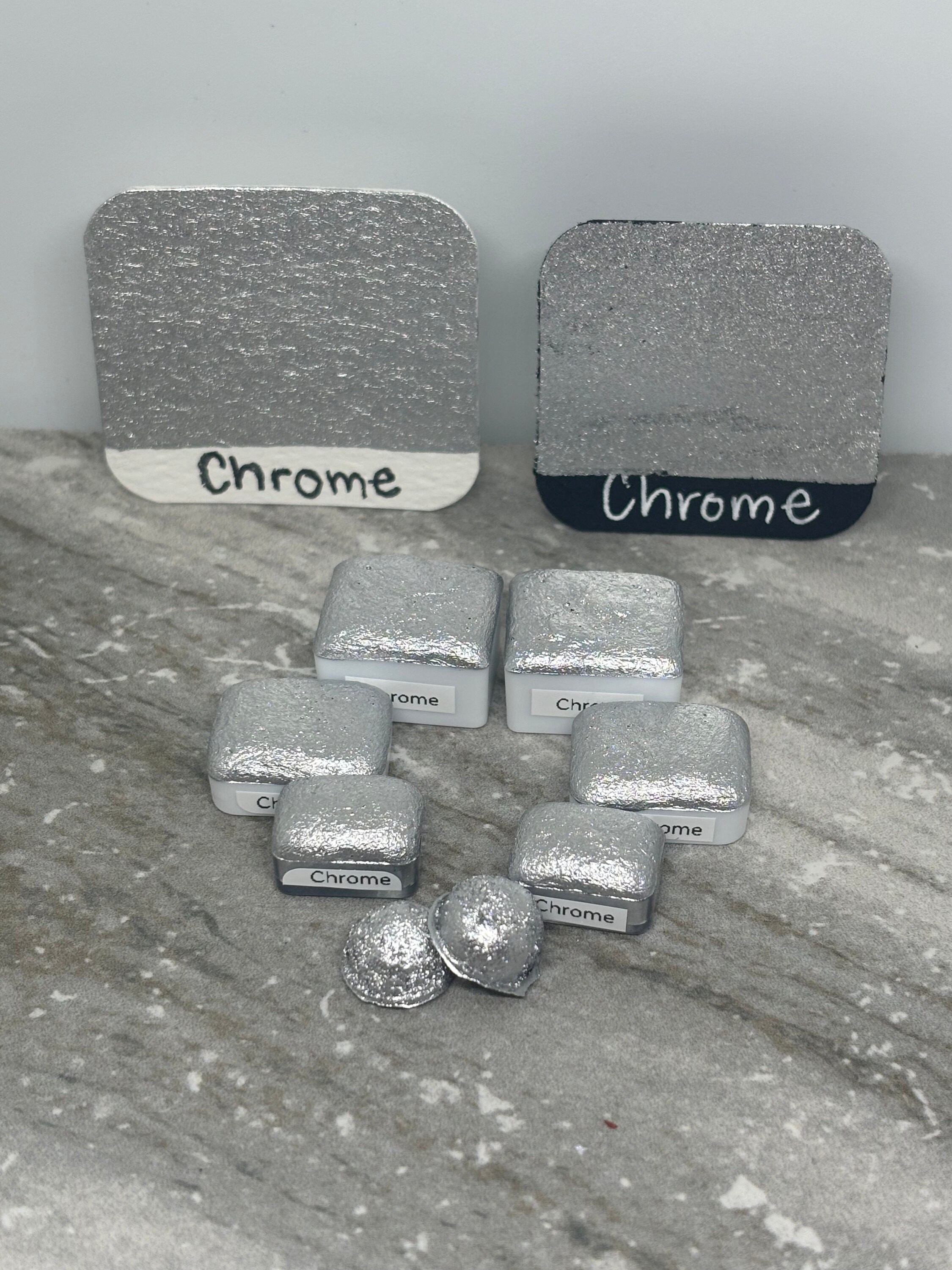 Chrome - Silver Metallic Watercolor Paint - Linabeansstudio - Etsy