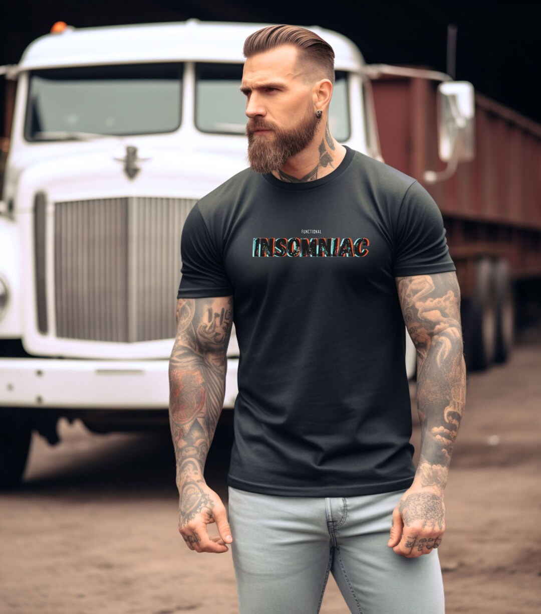 Functional Insomniac Night Owl T-shirt: Fuzzy Lettering, Adults Sleep ...