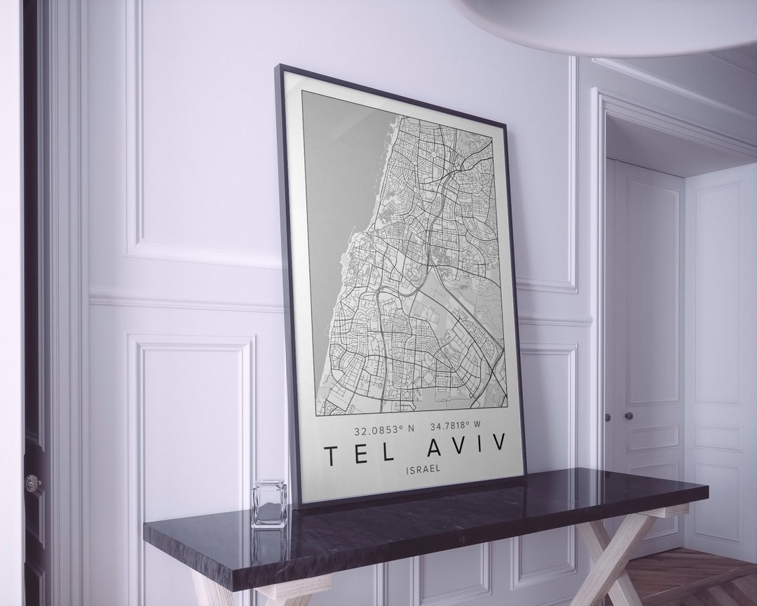 Tel Aviv Map Print, Israel Art, Israel Map Print, Prints Israel, City ...