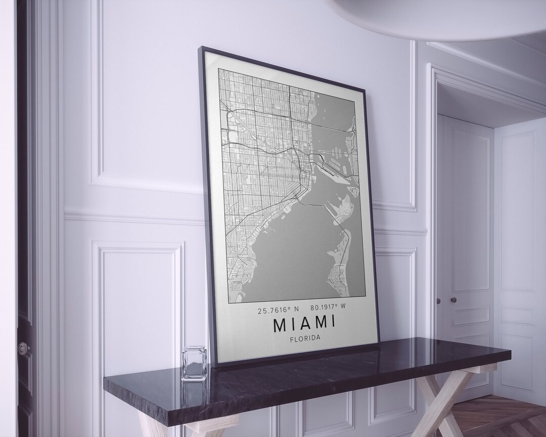 Miami Map Print, Miami City Art, Miami Map Print, Florida Print, City ...