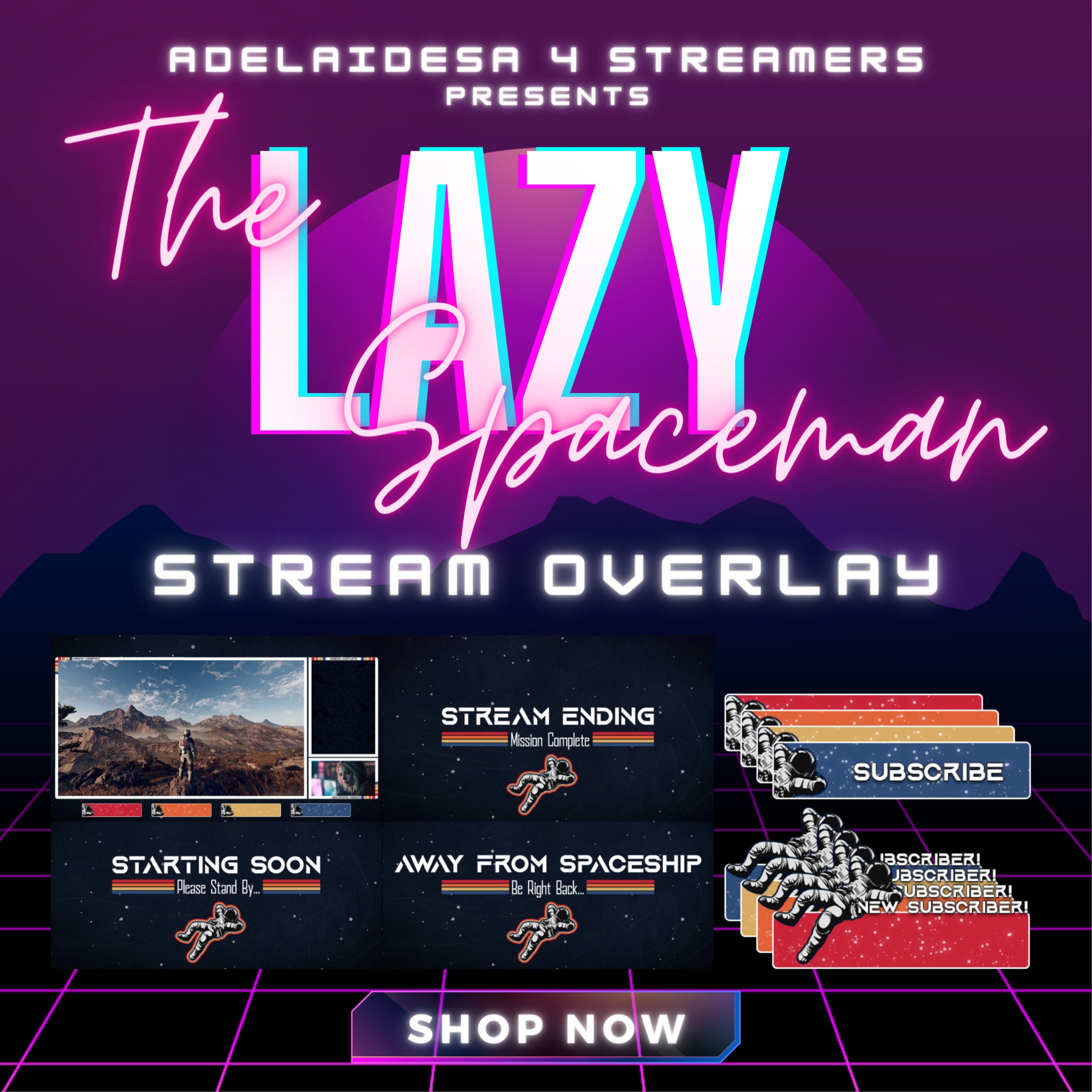 The Lazy Spaceman Stream Overlay Pack Twitch Overlay Twitch - Etsy