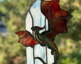 Dragon Stained Glass Hanging Panel - Etsy