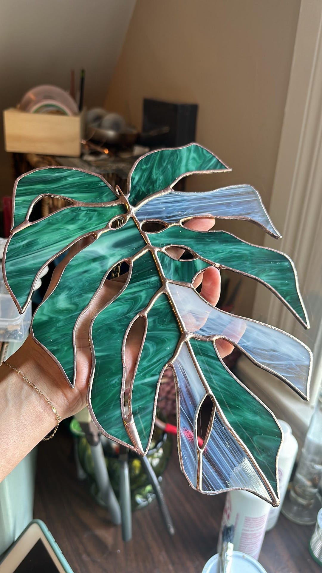 Stained Glass Monstera Suncatcher Holiday Plant Gift - Etsy