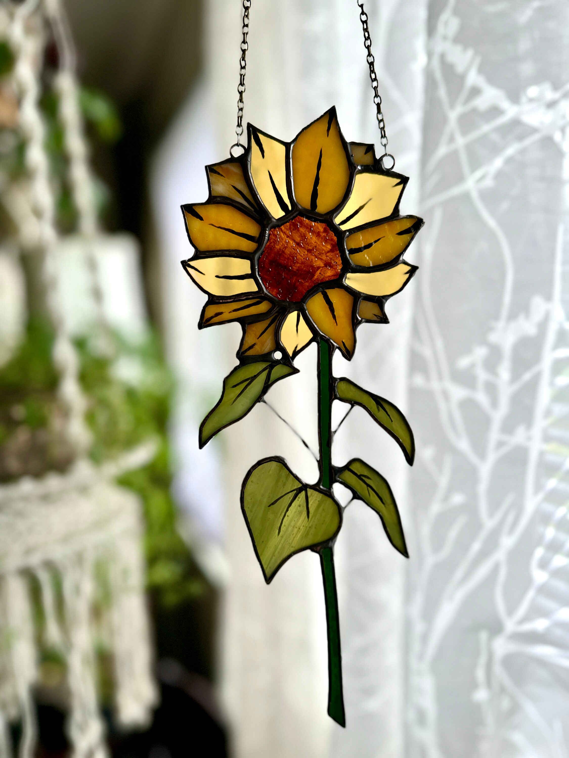Sunflower Gift Handcrafted Stained Glass Sun Flower Perfect Valentine’s ...