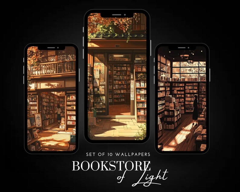 The Bookstore of Light || Dark Academia Phone Backgrounds || Romantic ...