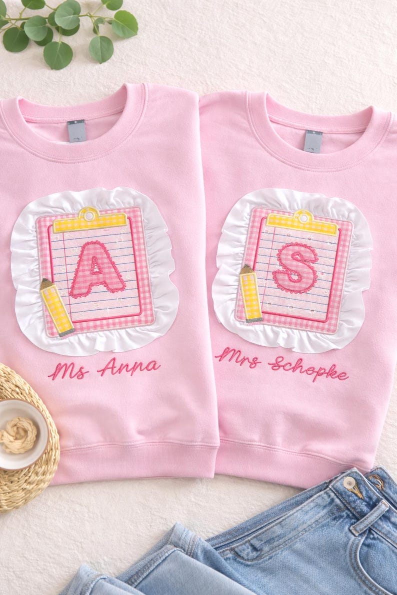 Custom Name & Initial - Back to School Embroidered Crewneck - Etsy
