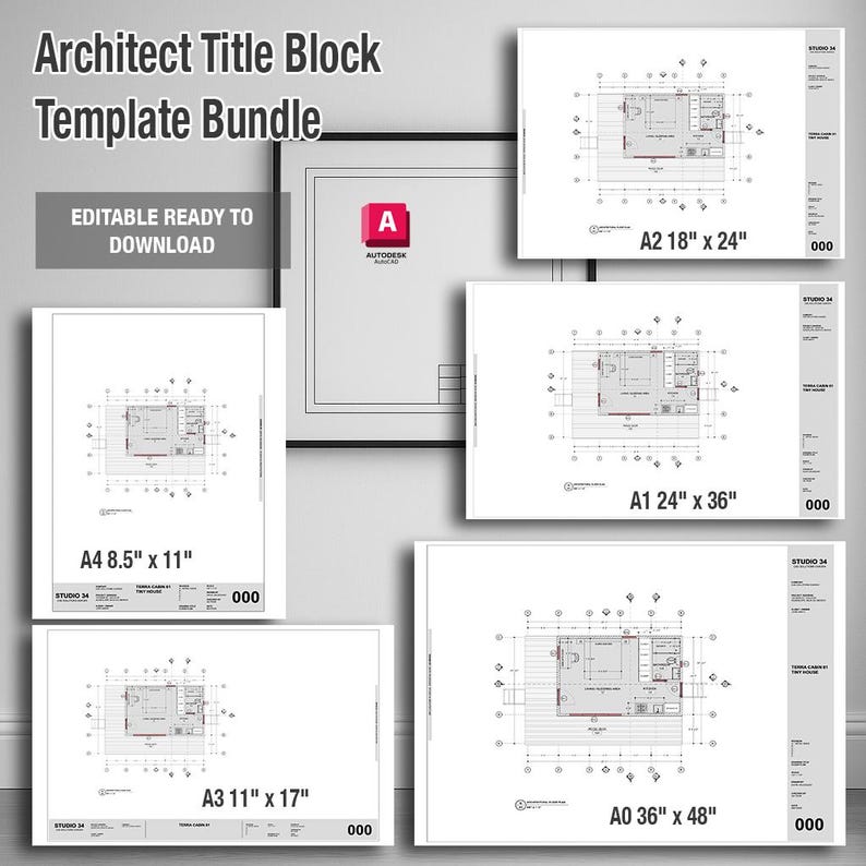 Architect Title Block Template Bundle - A0 A1 A2 A3 A4 - Autocad Layouts - Editable DWG PDF ...