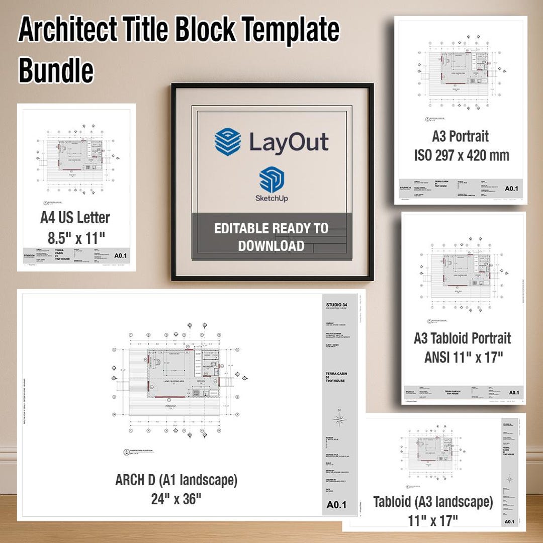 Sketchup Layout Title Block Template Bundle – A3 A4 Tabloid ARCH D ...