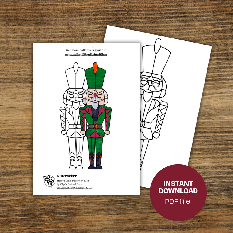 Nutcracker Stained Glass Pattern, Christmas Glass Decor, Holiday Glass ...