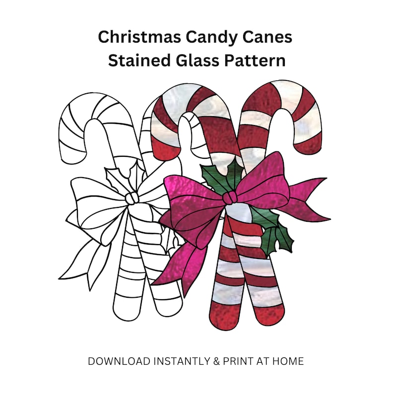 Candy Cane Stained Glass Pattern, Beginner Stained Glass Template ...