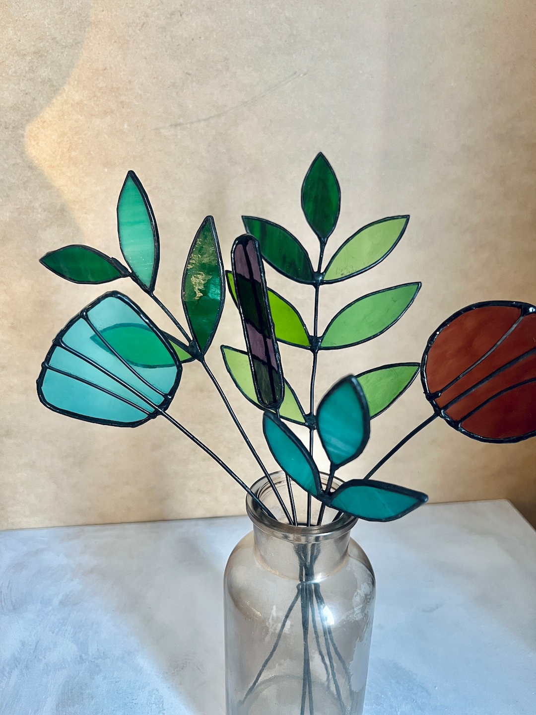 Stained Glass Flowers, Wildflower Bouquet, Glass Flowers Long Stem ...