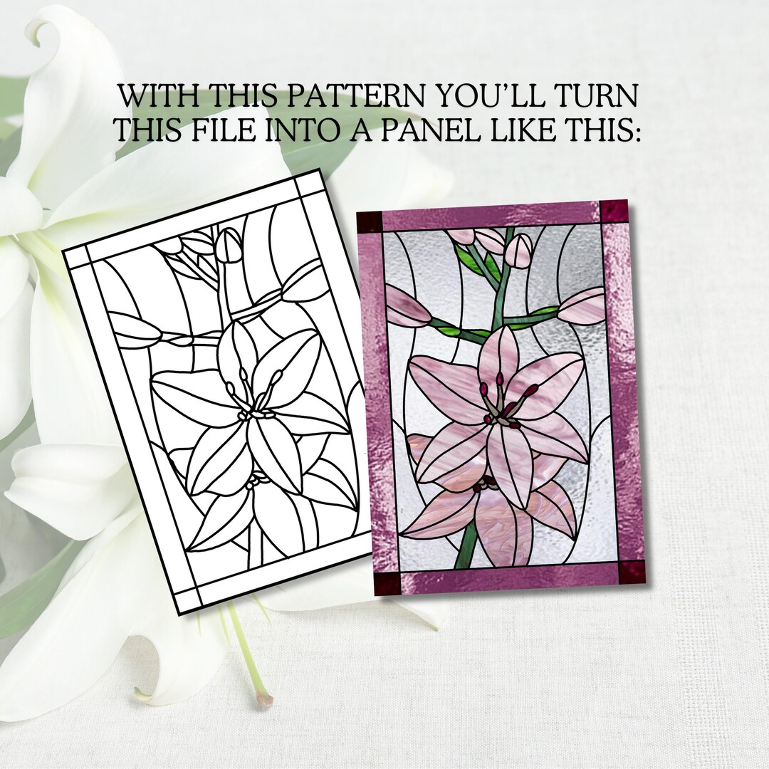 LILY Stained Glass Pattern, Sun Catcher Pattern, Stained Glass Panel ...
