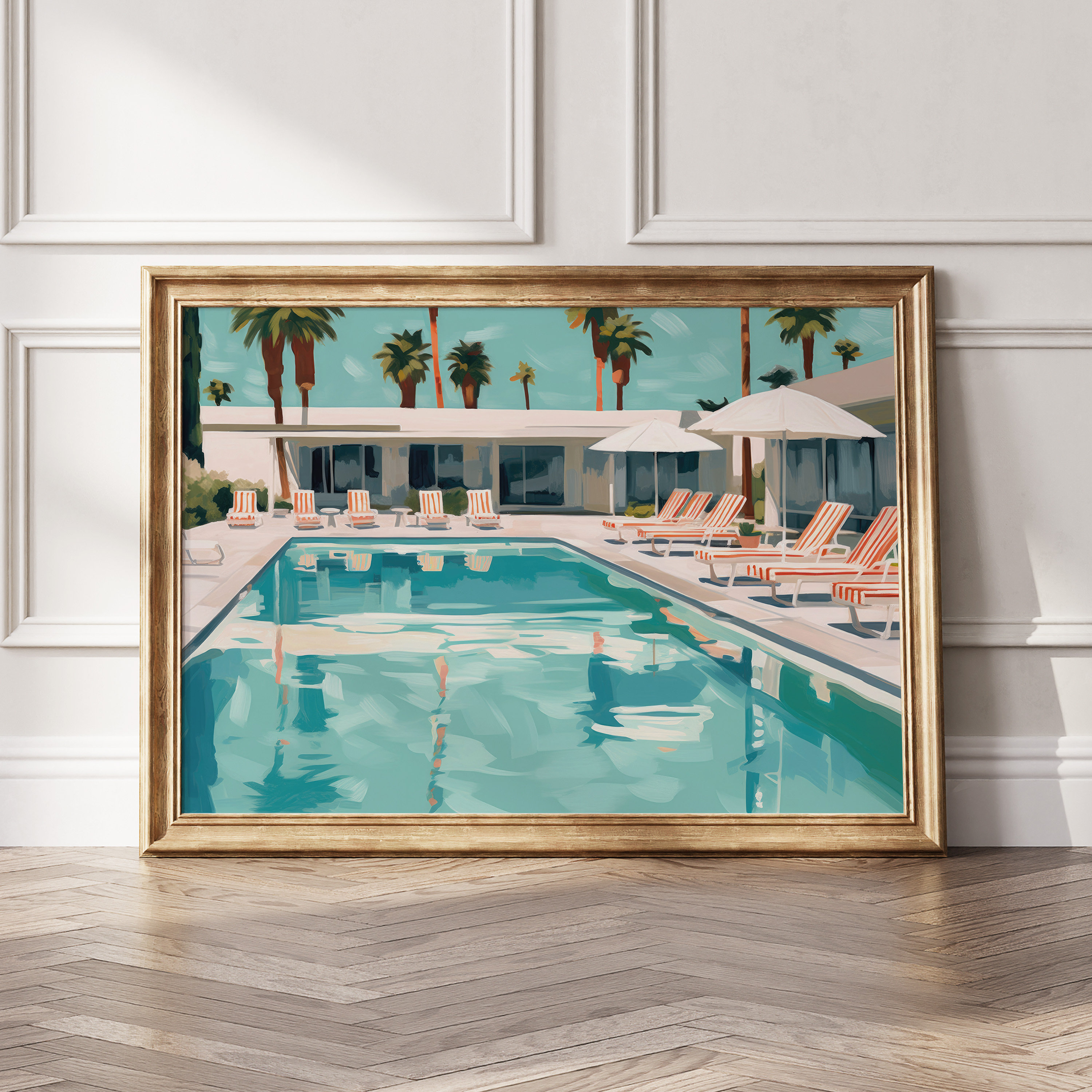 Retro Swimming Pool Girly Printable Wall Art, Vintage Summer Trendy ...