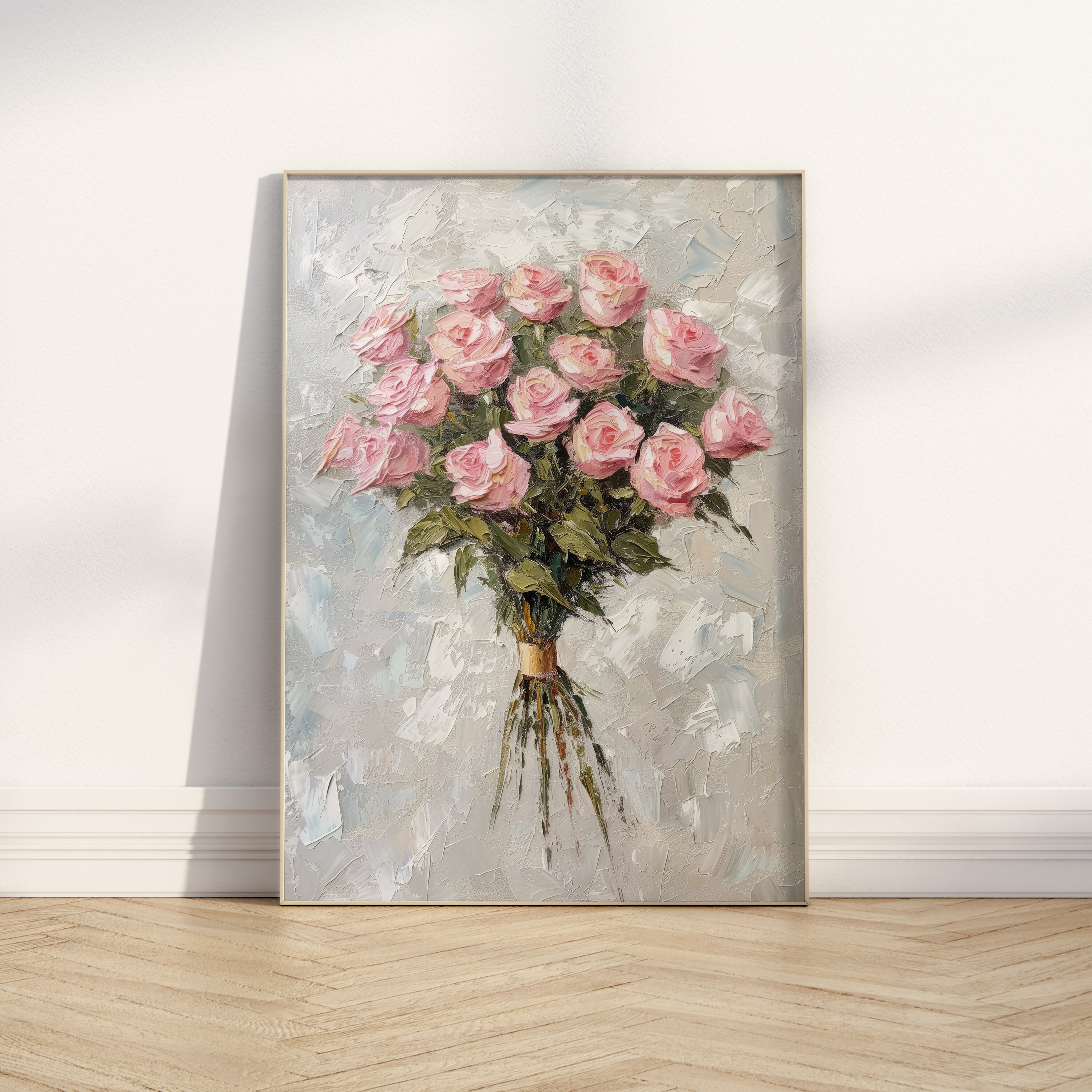 Pink Roses Bouquet Printable Wall Art, Trendy Valentine Printable ...