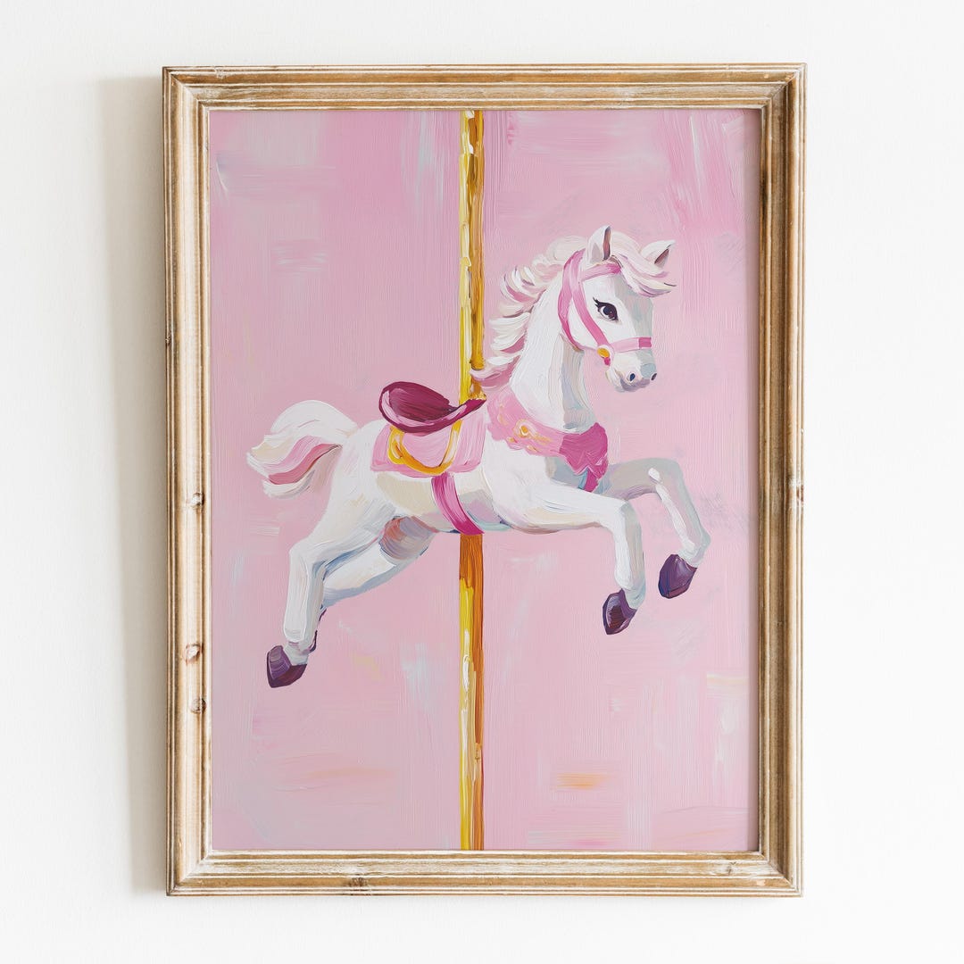 Pink Pony Girly Printable Wall Art, Girly Room Decor, Preppy Pink Horse ...