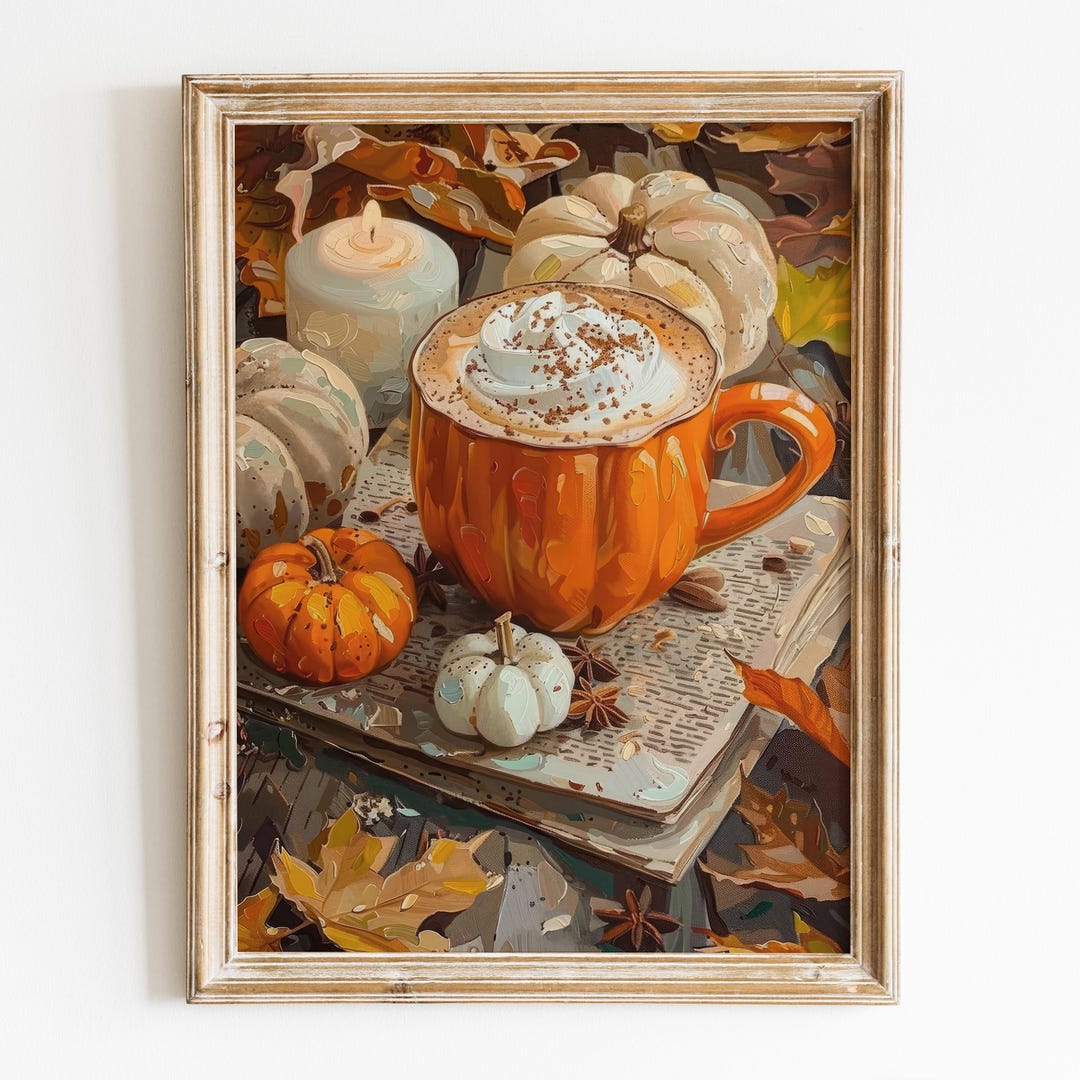 Pumpkin Spice Latte Girly Printable Wall Art, Preppy Fall Home Decor ...