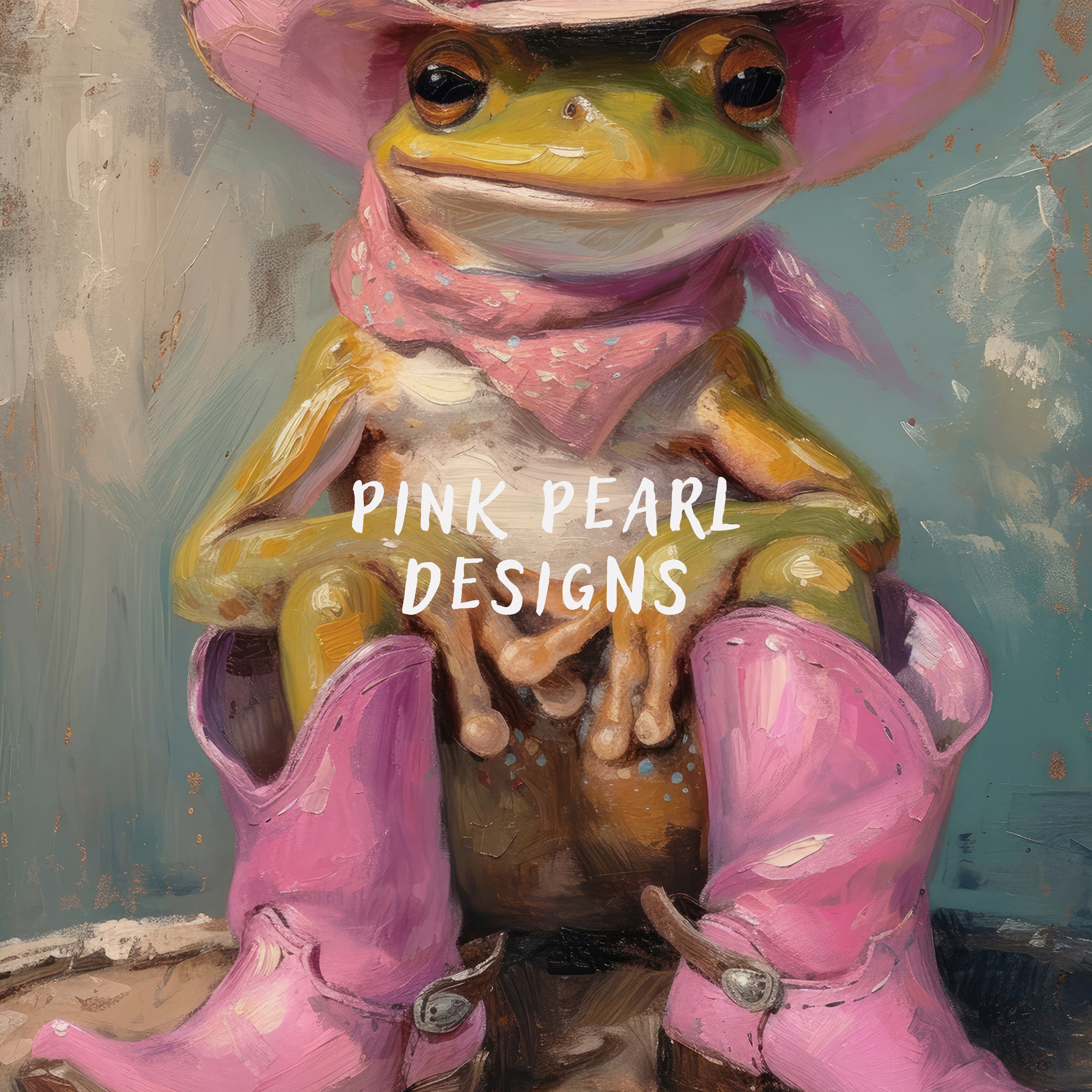 Preppy Frog With Cowgirl Hat & Boots Girly Printable Wall Art, Pink ...