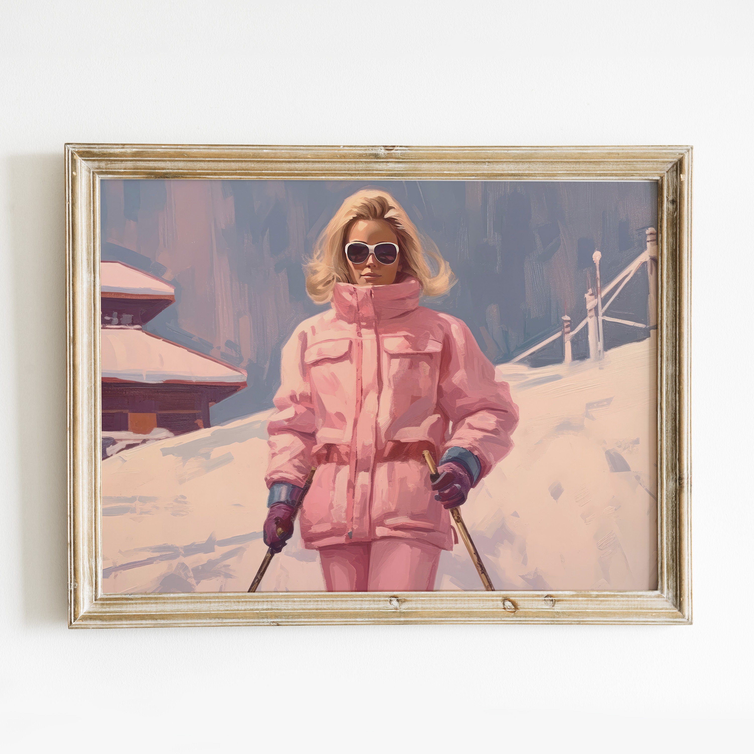 Vintage Ski Chic Girly Printable Wall Art, Luxury Ski Resort Winter ...