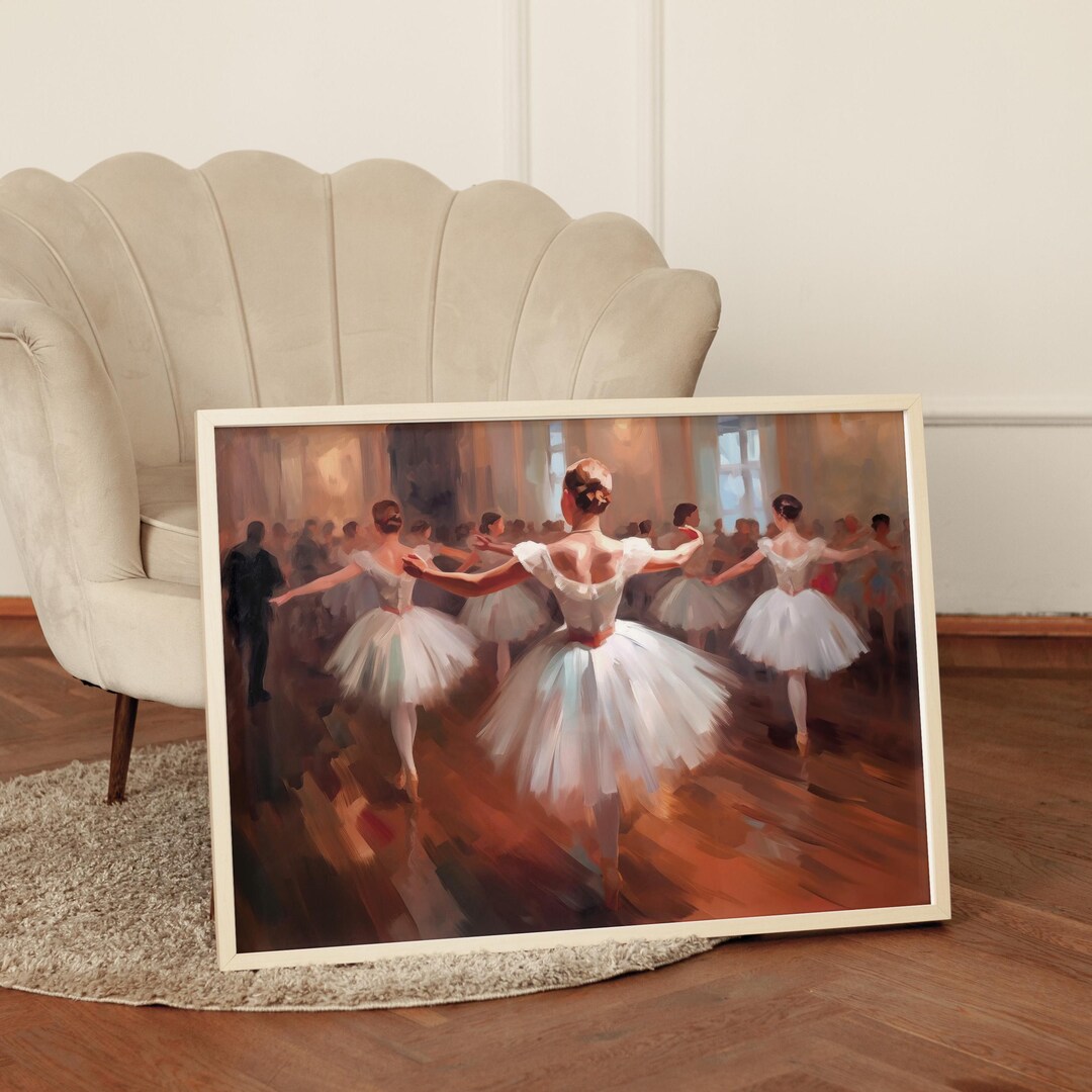 Ballet in Ballroom Printable Wall Art, Vintage Ballerina Print, Girly ...