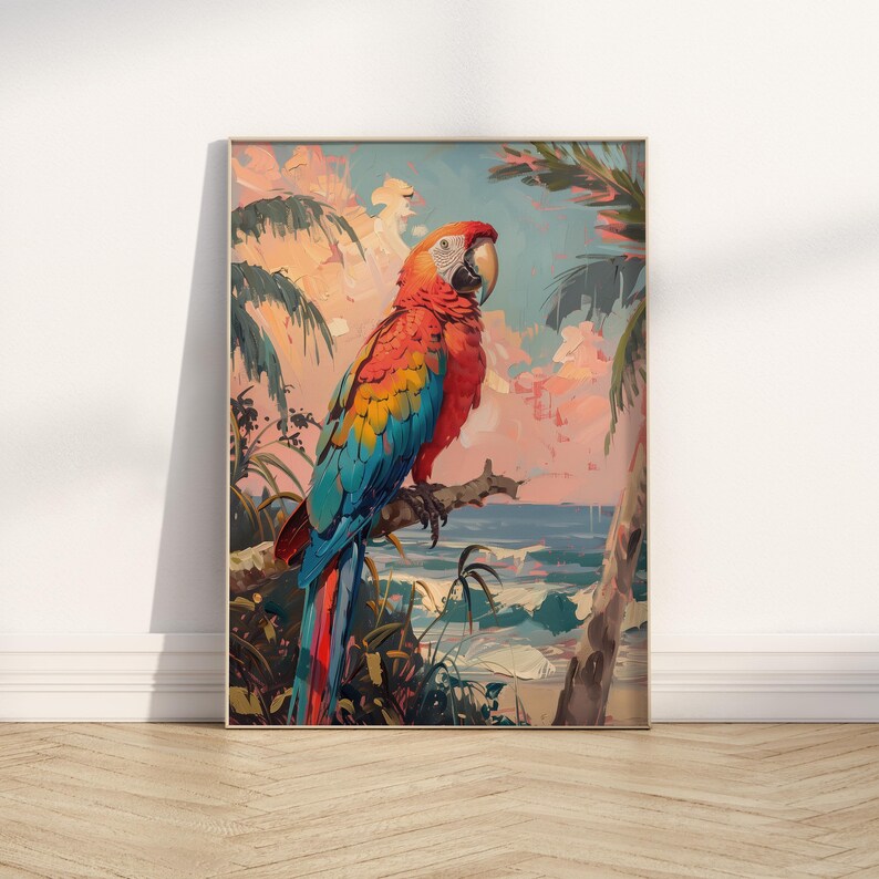 Estampa colorida de arara: Pôster de verão "Coconut Girl", decoração ...