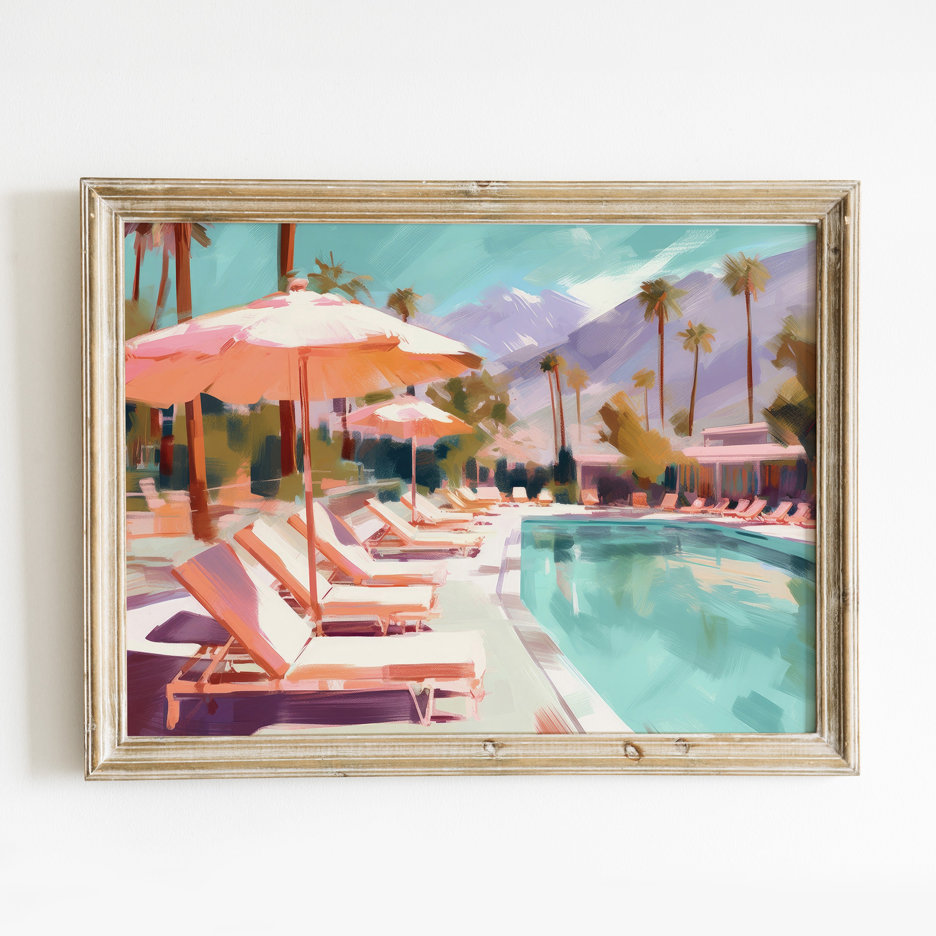 Retro Pool Girly Printable Wall Art, Trendy Palm Springs Summer Print ...