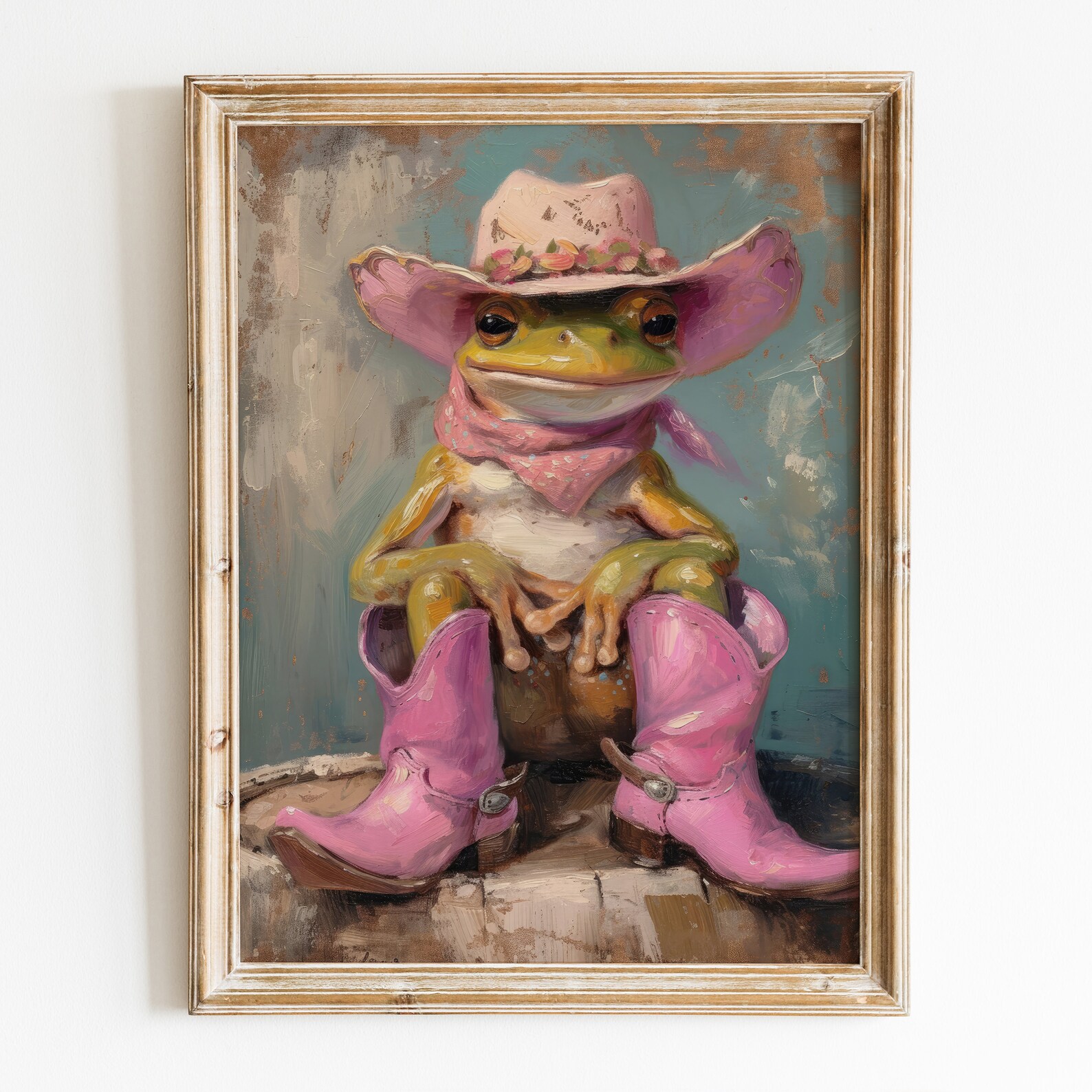Preppy Frog With Cowgirl Hat & Boots Girly Printable Wall Art, Pink ...