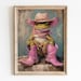 Preppy Frog With Cowgirl Hat & Boots Girly Printable Wall Art, Pink ...