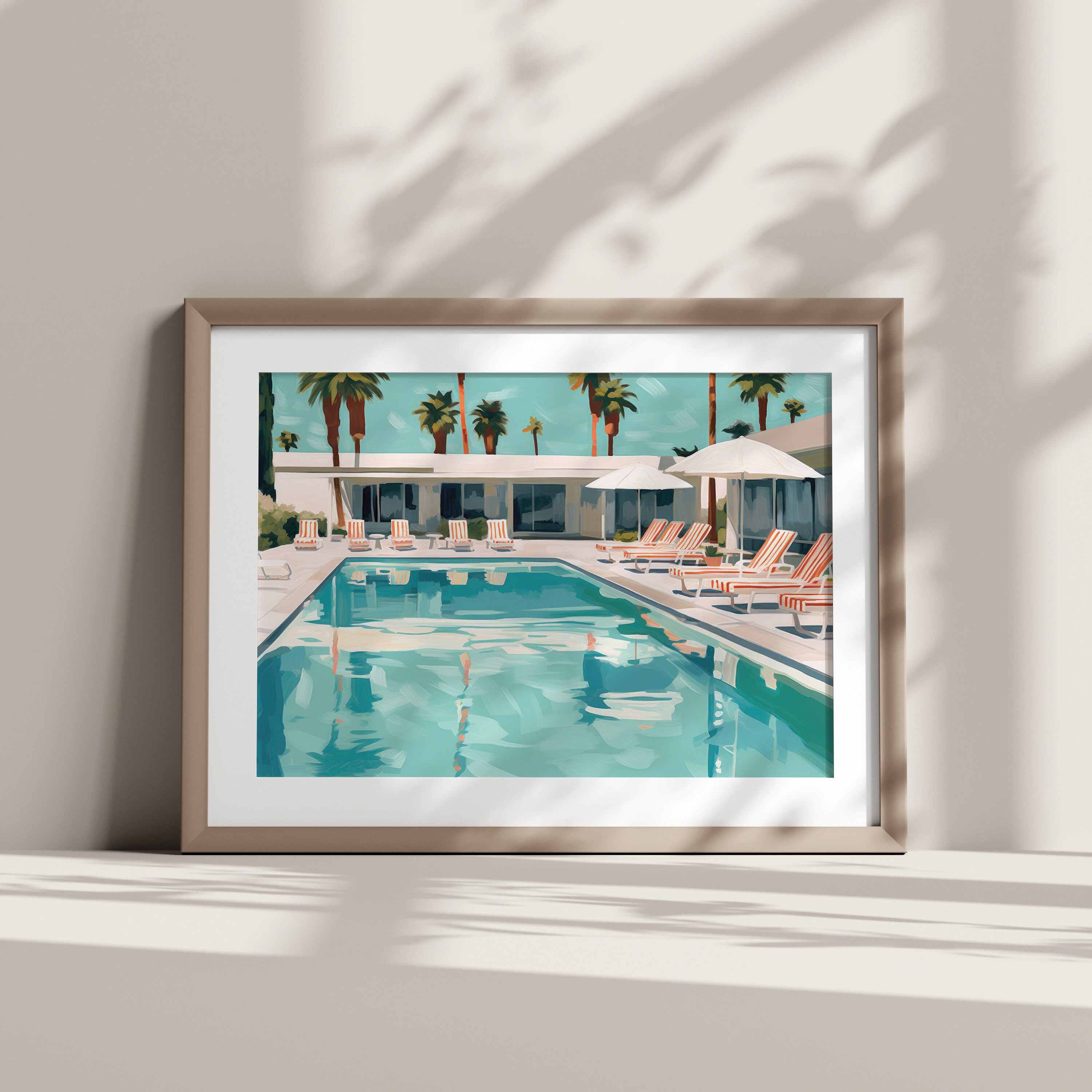 Retro Swimming Pool Girly Printable Wall Art, Vintage Summer Trendy ...