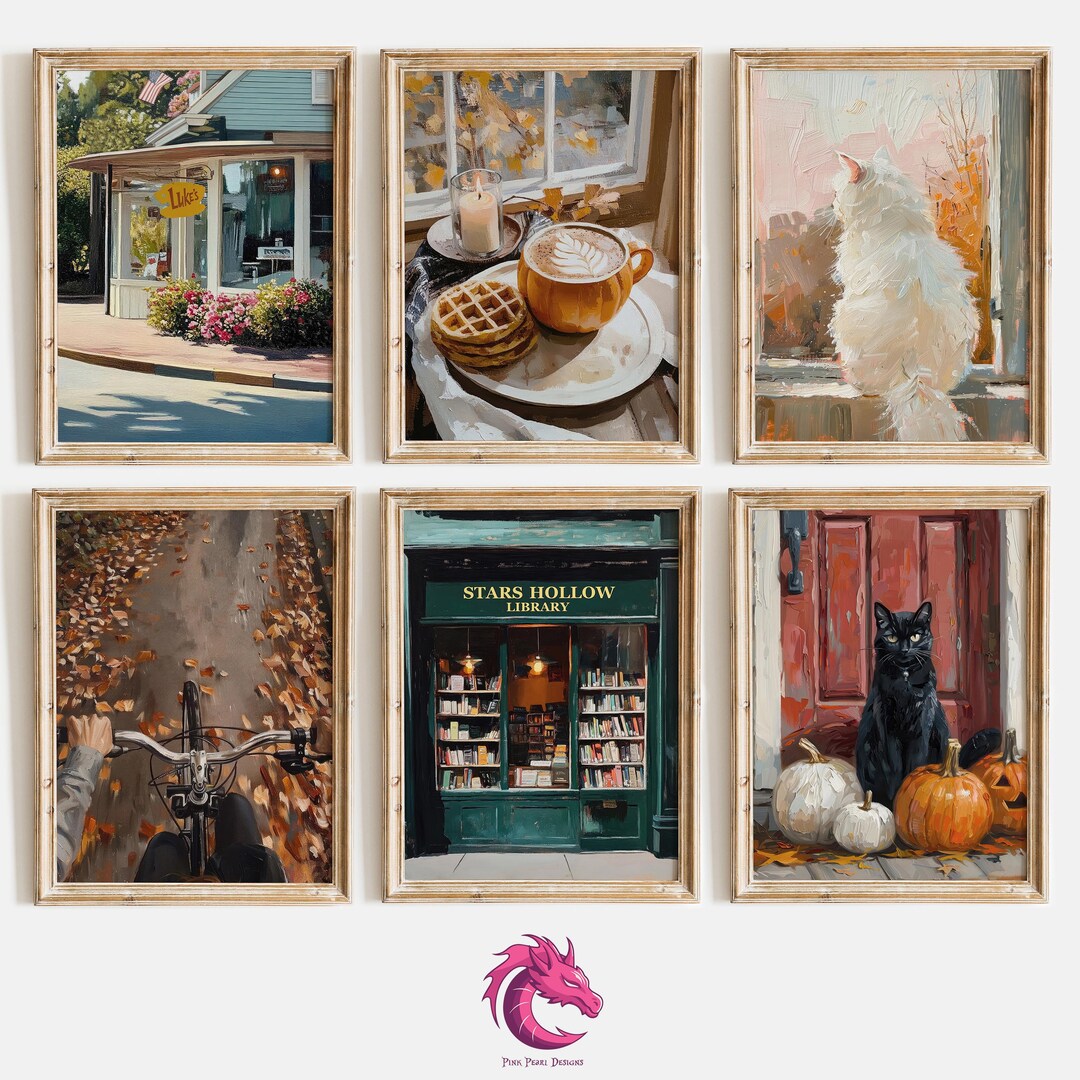 Cozy Fall Gallery Wall Art Set of 6, Preppy Room Decor, Autumn House Gallery Wall, Pumpkin Spice ...
