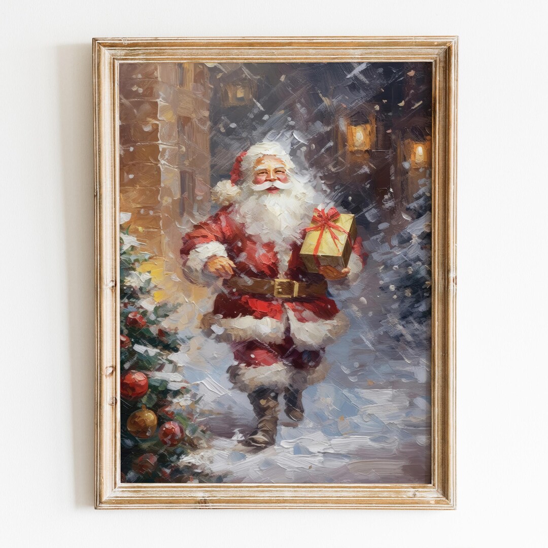 Santa Claus Christmas Printable Wall Art, Vintage Christmas Room Decor ...