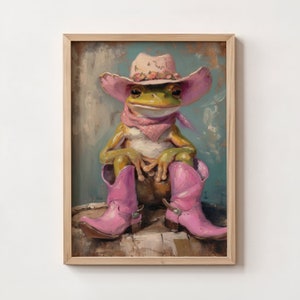 Preppy Frog With Cowgirl Hat & Boots Girly Printable Wall Art, Pink ...
