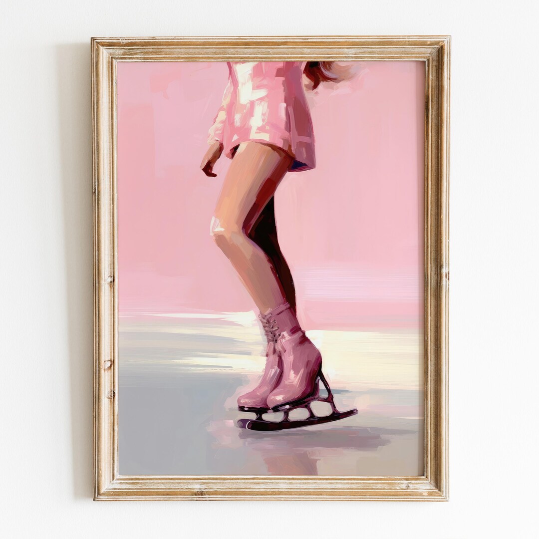 Ice Skating Girly Printable Wall Art, Preppy Room Decor, Figure Skating ...