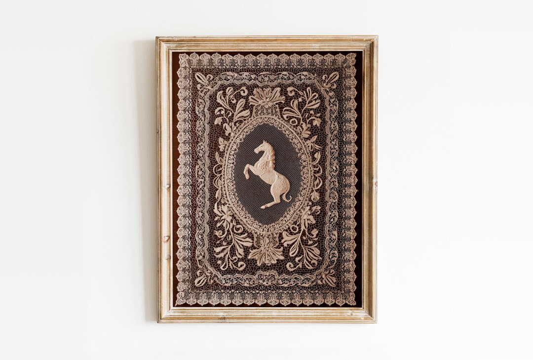 Coquette Horse Print: Lace Doily Animal Wall Art, Girly Spring Room ...