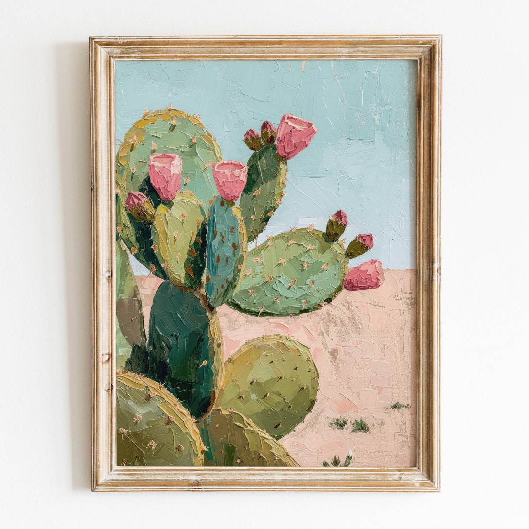 Cactus Girly Printable Wall Art, Trendy Western Desert Print, Preppy ...