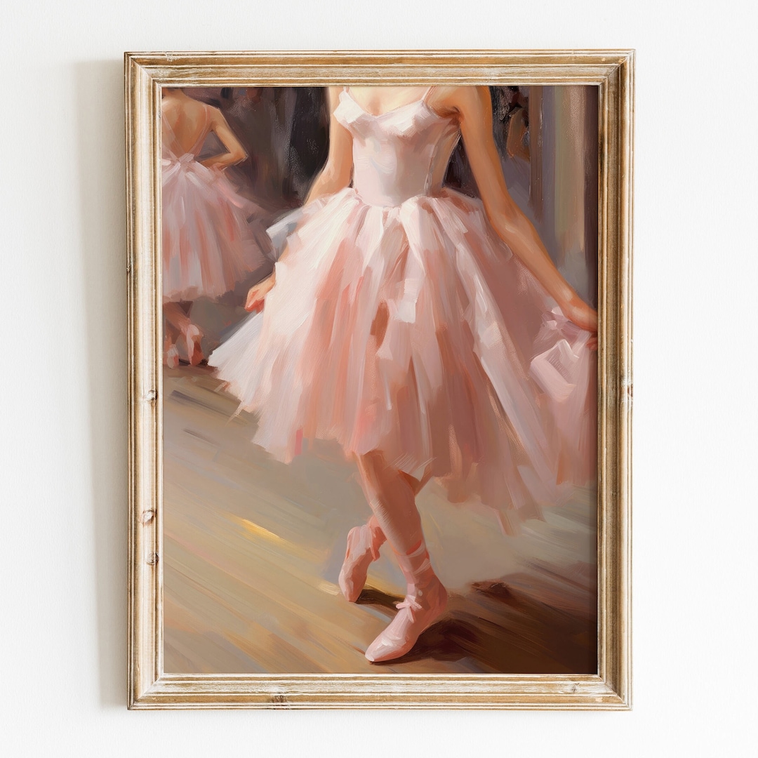 Vintage Ballerina Dress Printable Wall Art, Preppy Pastel Pink Room ...
