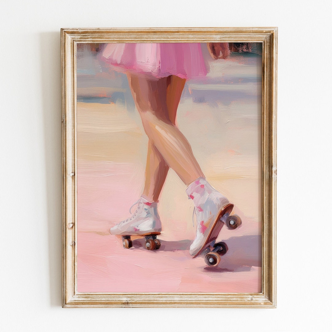 Roller Skate Preppy Wall Art Print, Vintage Roller Skates Printable Art ...