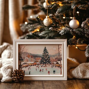 Ice Rink Christmas Printable Wall Art, Vintage Ice Skating Poster ...