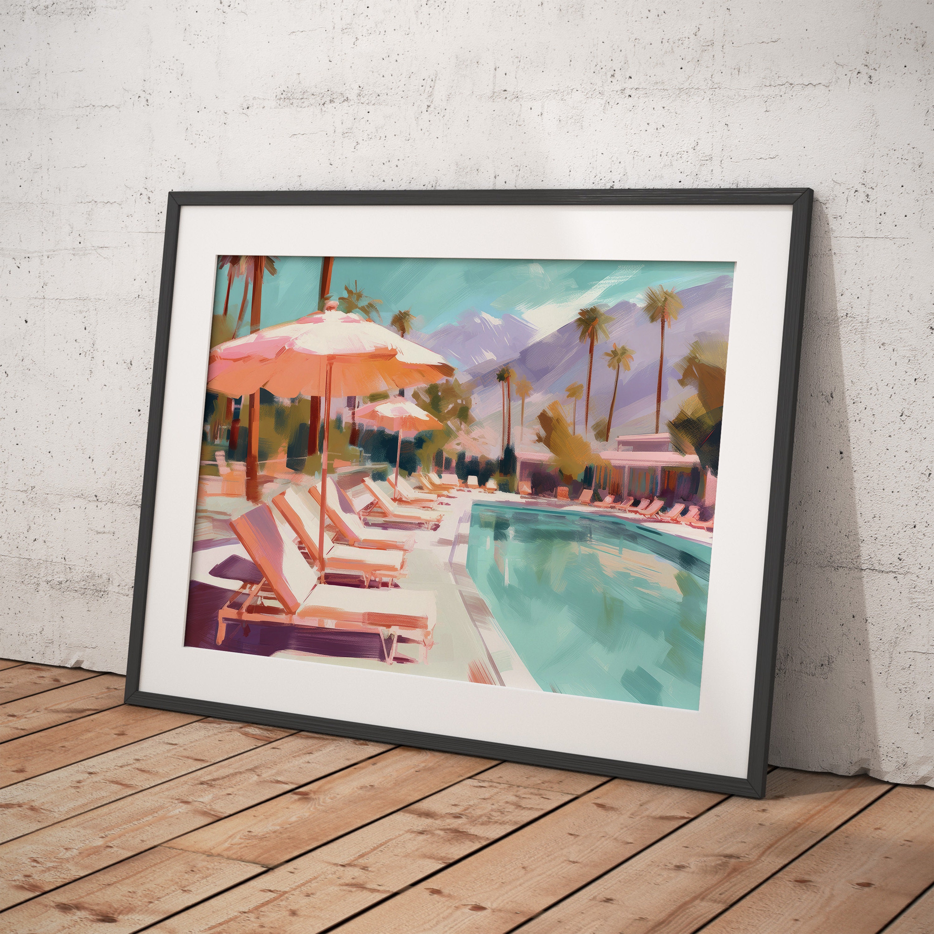 Retro Pool Girly Printable Wall Art, Trendy Palm Springs Summer Print ...