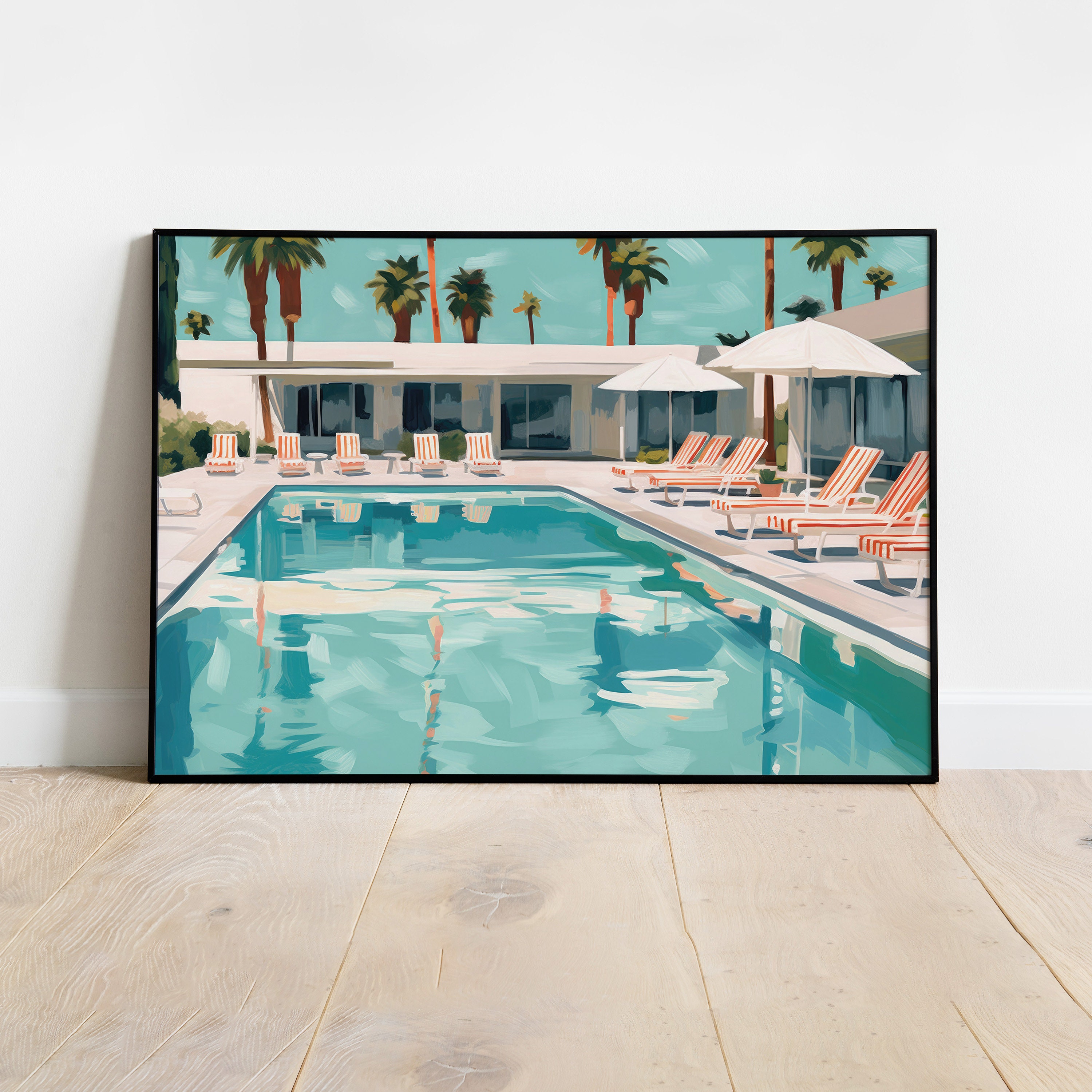 Retro Swimming Pool Girly Printable Wall Art, Vintage Summer Trendy ...