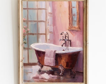 Pink Vintage Girly Bathroom Printable Wall Art, Trendy Cute Bathroom ...