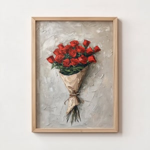 Red Roses Bouquet Printable Wall Art, Trendy Valentine Printable ...