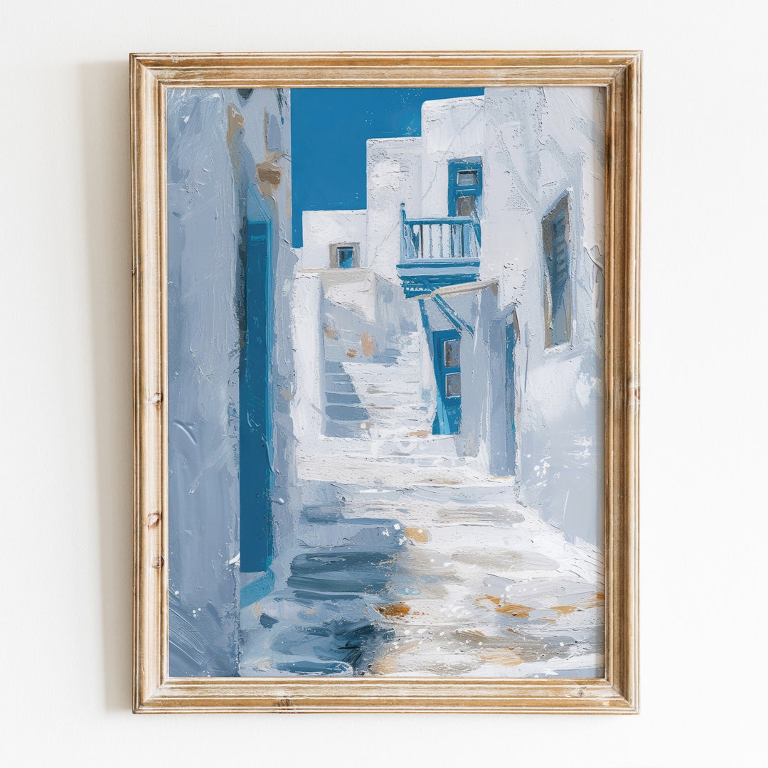 Preppy Mediterranean Travel Printable Wall Art, Greece Santorini ...