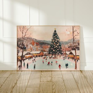 Ice Rink Christmas Printable Wall Art, Vintage Ice Skating Poster ...