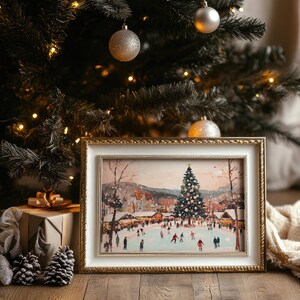 Ice Rink Christmas Printable Wall Art, Vintage Ice Skating Poster ...